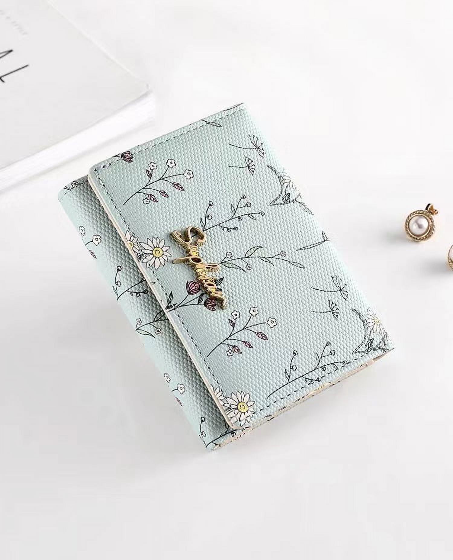 Cute Printed Floral Wallet Card Holder, Small Trifold Mini Thin Short ...