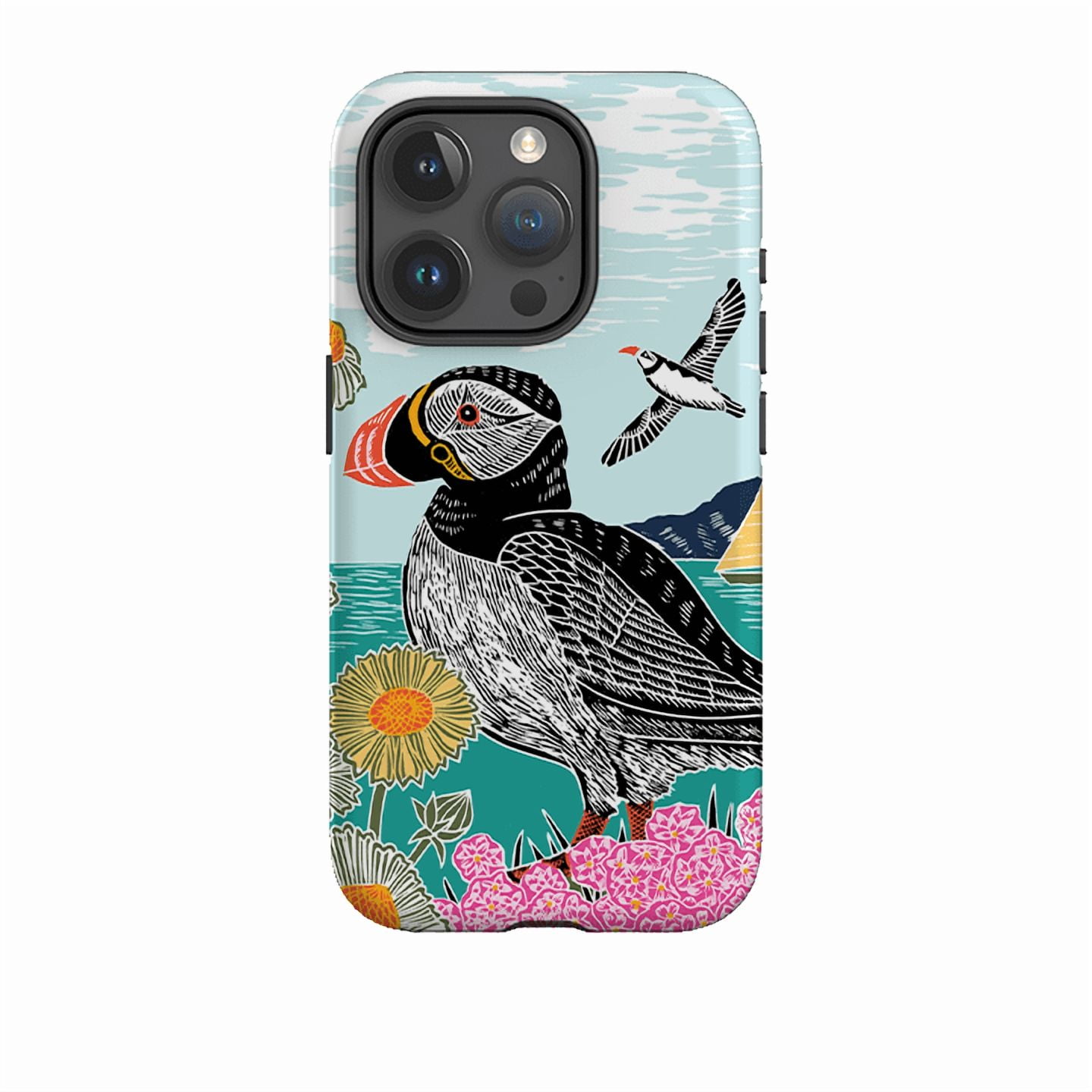Cute Proud Puffin Bird Wildlife Illustration iPhone Case 17 16 15 14 13 ...