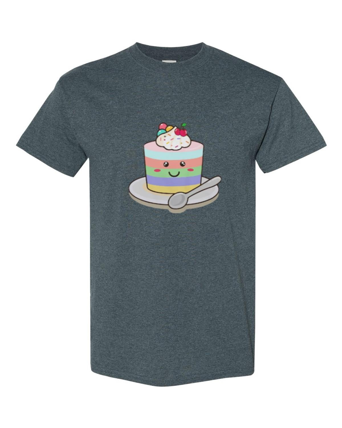 Cute Pudding With Cherry Classic Sweet Dessert Fun Cartoon Food T-Shirt ...
