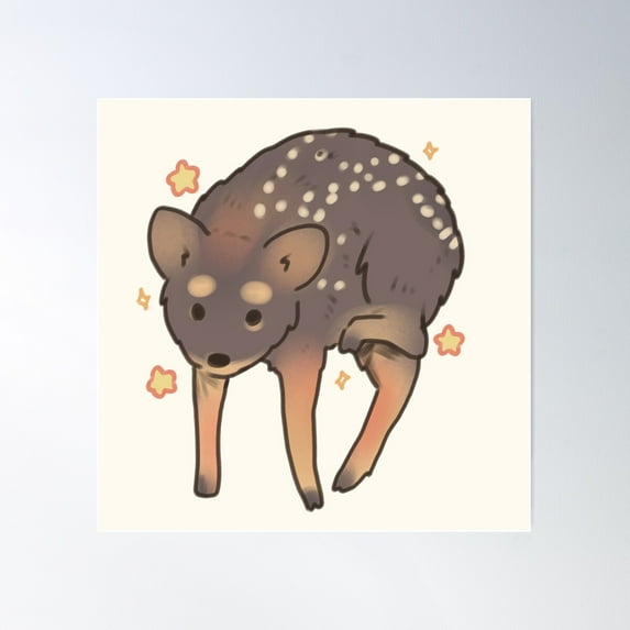Cute Pudu Drawing Poster Wall Art, Modern Wall Decor For Living Room ...