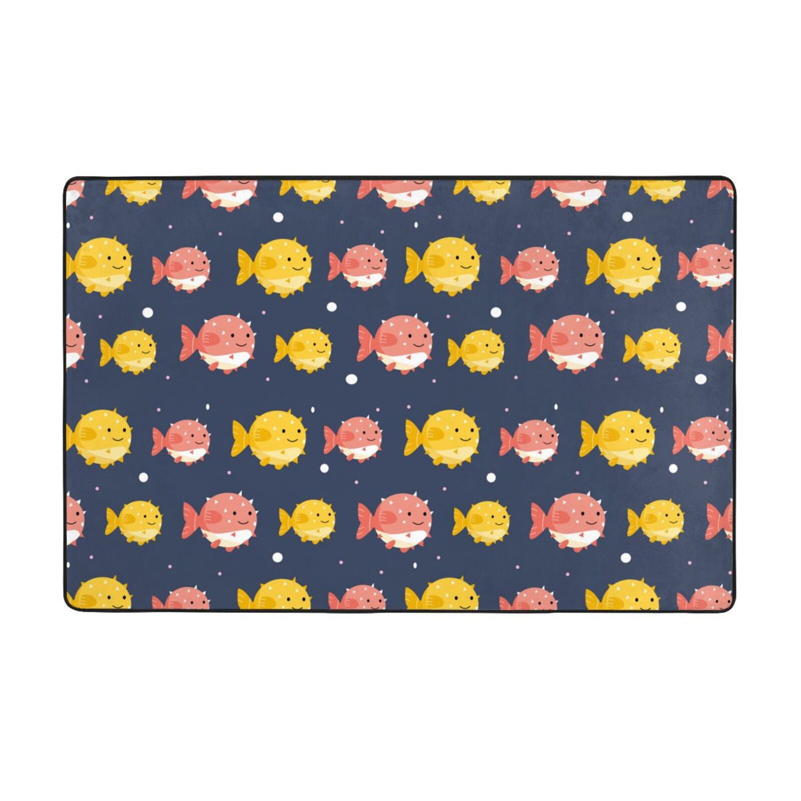Cute Puffer Fish Shaggy Area Rug, Rugs for Living Room Bedroom Non Slip ...