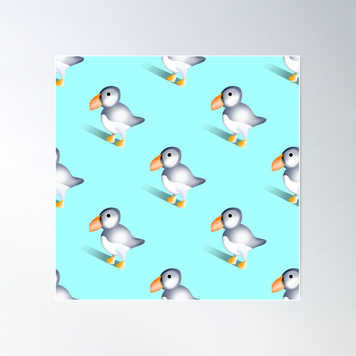 Cute Puffin Seamless Pattern. Isometric Overlap Exotic Birds. Standing ...