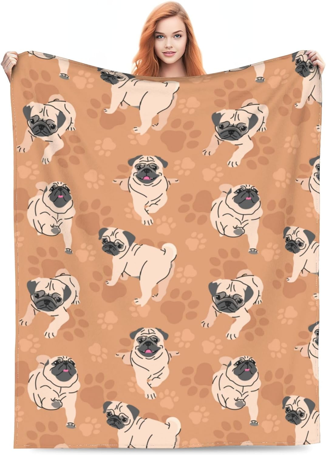 Cute Pug Blanket Gifts for Kids Adults Pugs Lovers for Living Room ...