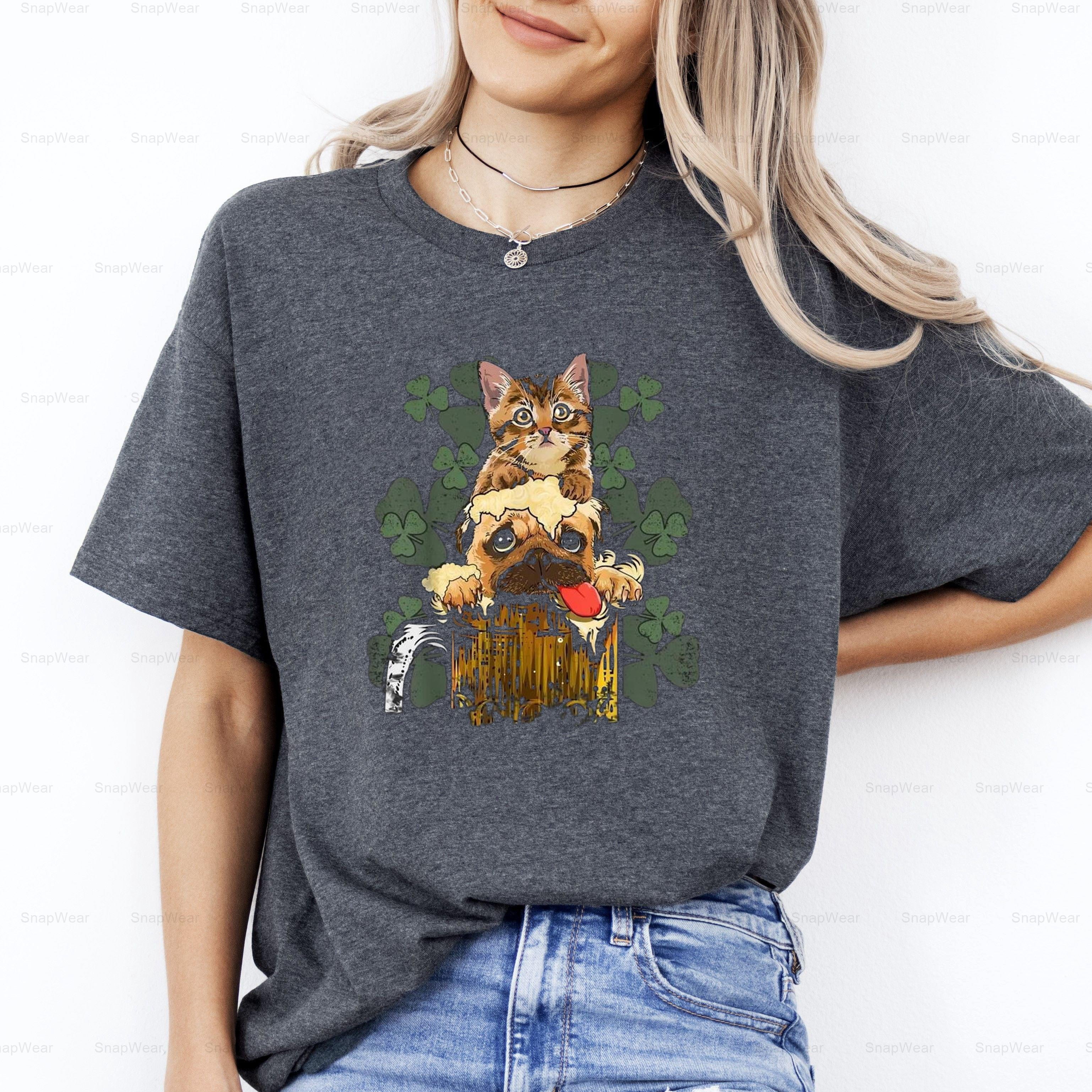 Cute Pug Cat In Beer Pug Lovers Drinking Buddy Feline Canine Funny T ...