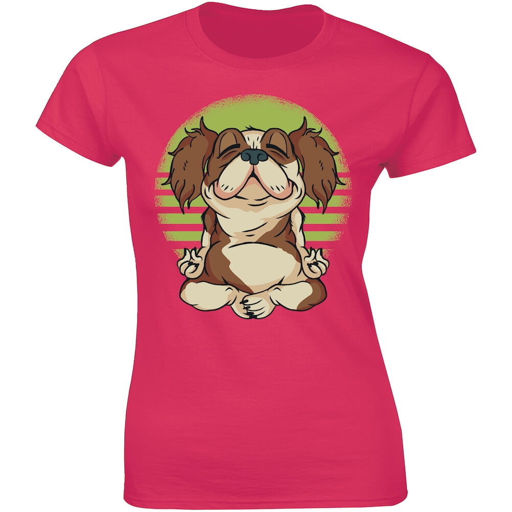 Cute Pug Dog Doing Yoga - Relaxing And Calm Exercise Women's T-shirt ...