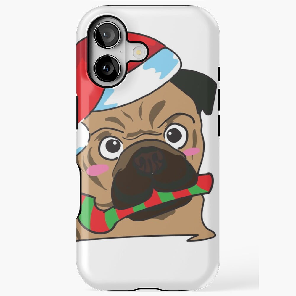 Cute Pug Dog Merry Christmas Case for iPhone 11 12 13 14 15 16 17 Pro ...