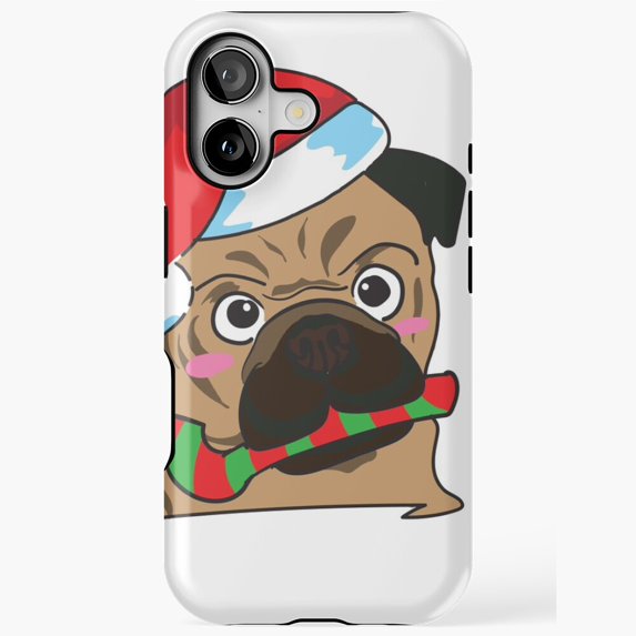 Cute Pug Dog Merry Christmas Case for iPhone 11 12 13 14 15 16 17 Pro ...