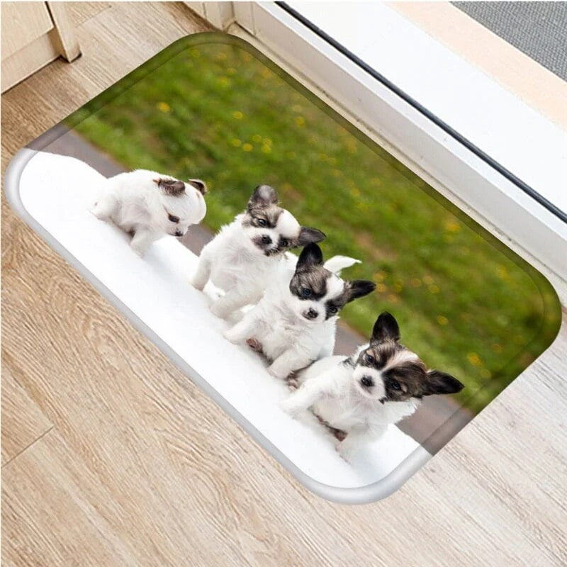 Cute Pug Husky Dog Pattern Anti-Slip Suede Carpet Door Mat Doormat ...