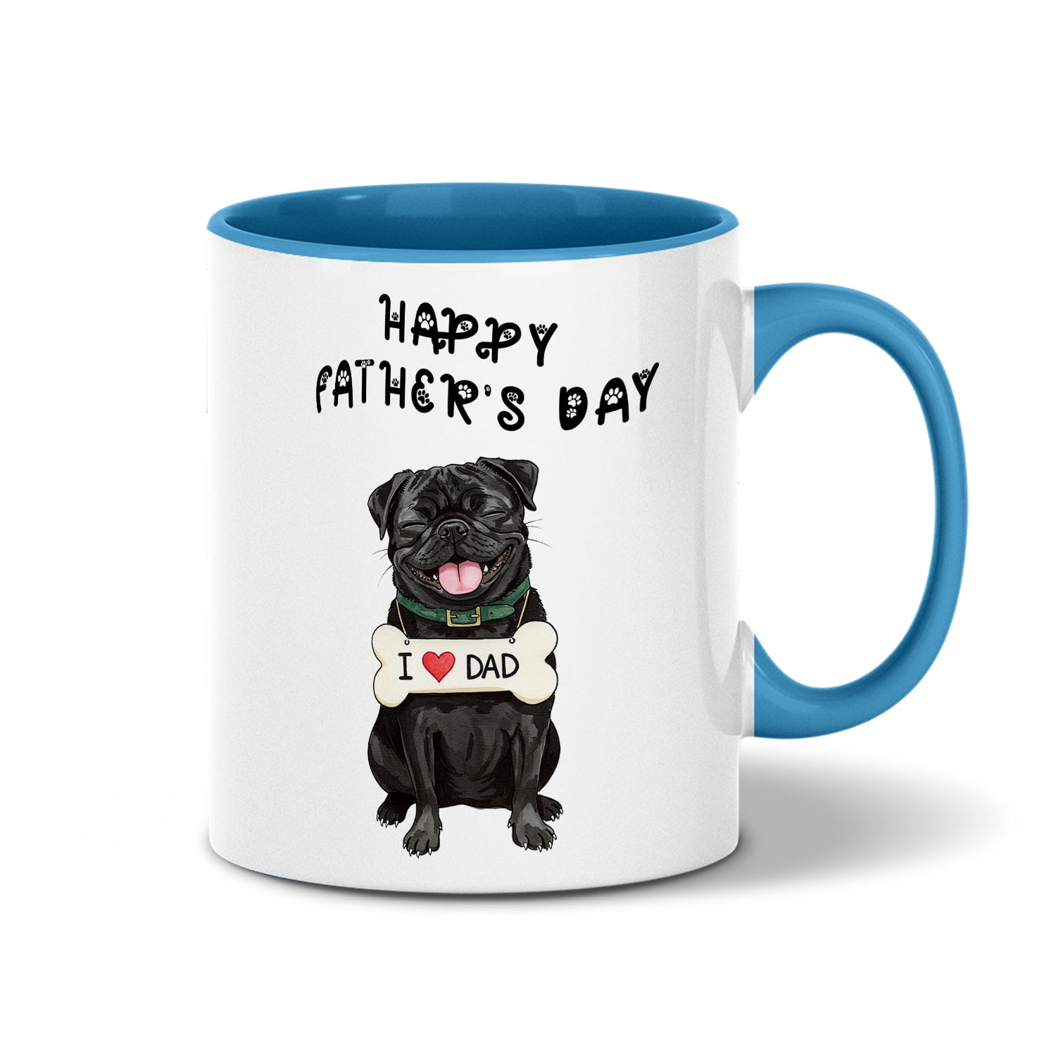 Cute Pug Loves Dad Happy Father's Day 11oz Accent Two-tone Mug Dog ...