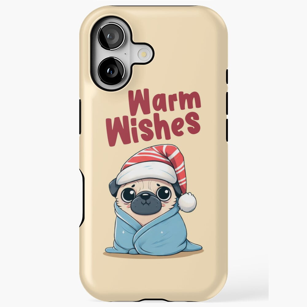 Cute Pug Warm Wishes Holiday Gift Art with iPhone 17 through 11 Pro Max ...