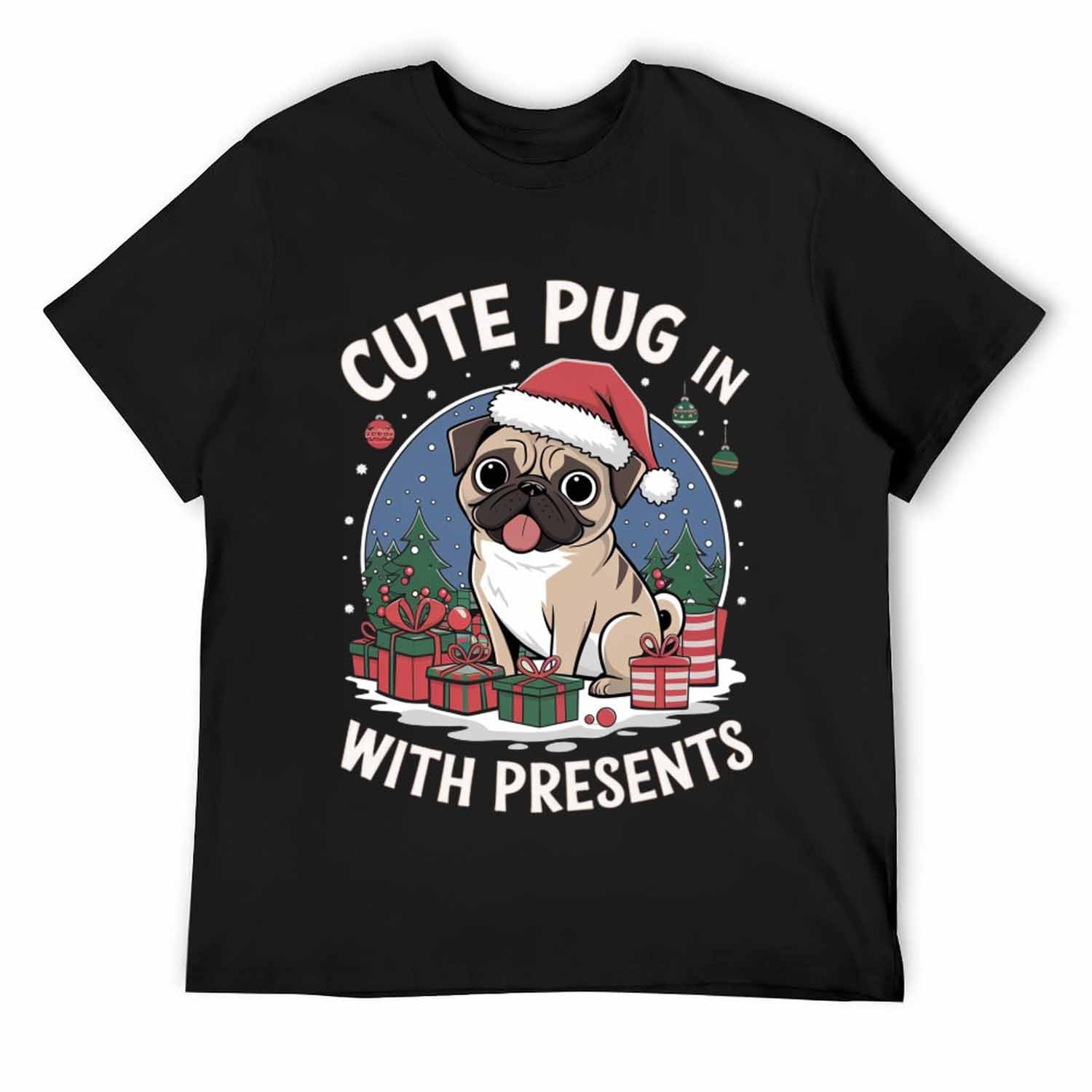 Cute Pug in Santa hat with presents.tshirt design dog Art Teacher Heart ...