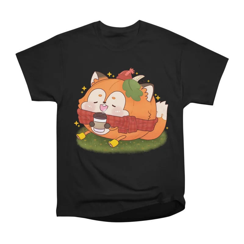 Cute Pumpkin Fox Drinking Coffee T-Shirt Tee Gift For Him Merch For Her ...