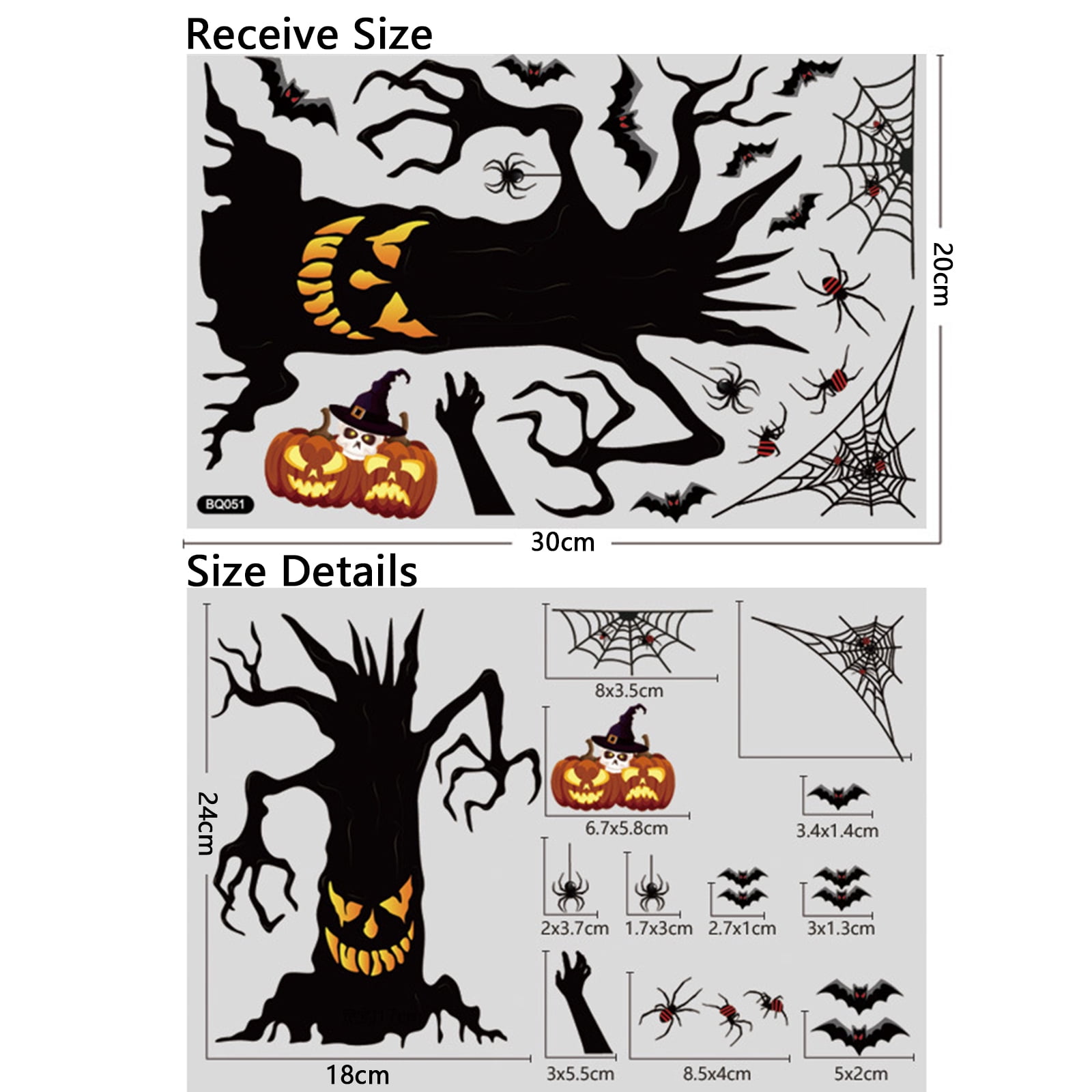 Cute Pumpkin Ghost Black Cat Bat,Halloween Decorations Window Clings ...