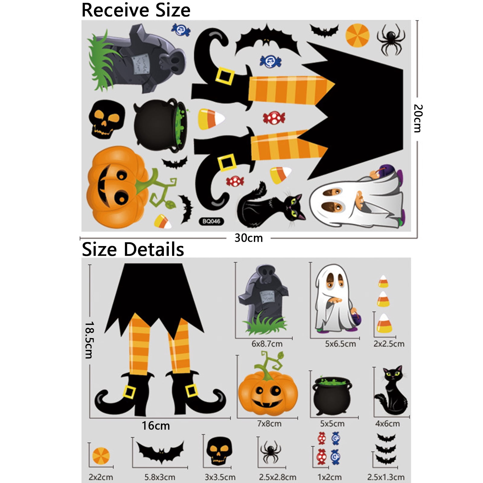 Cute Pumpkin Ghost Black Cat Bat,Halloween Decorations Window Clings ...