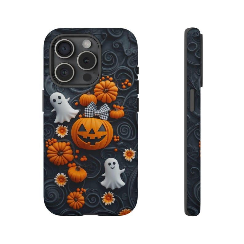 Cute Pumpkin Ghost Phone Case – iPhone 16, Galaxy S25, 3D Halloween ...