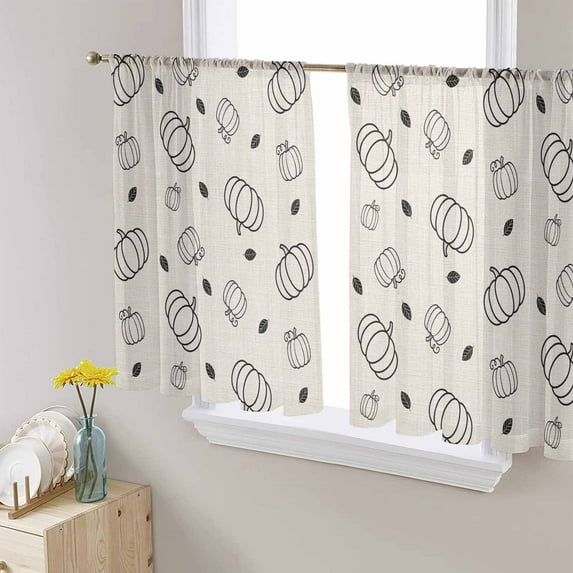 Cute Pumpkins Beige Sheer Curtains 54 Inches Length 2 Panels Set ...