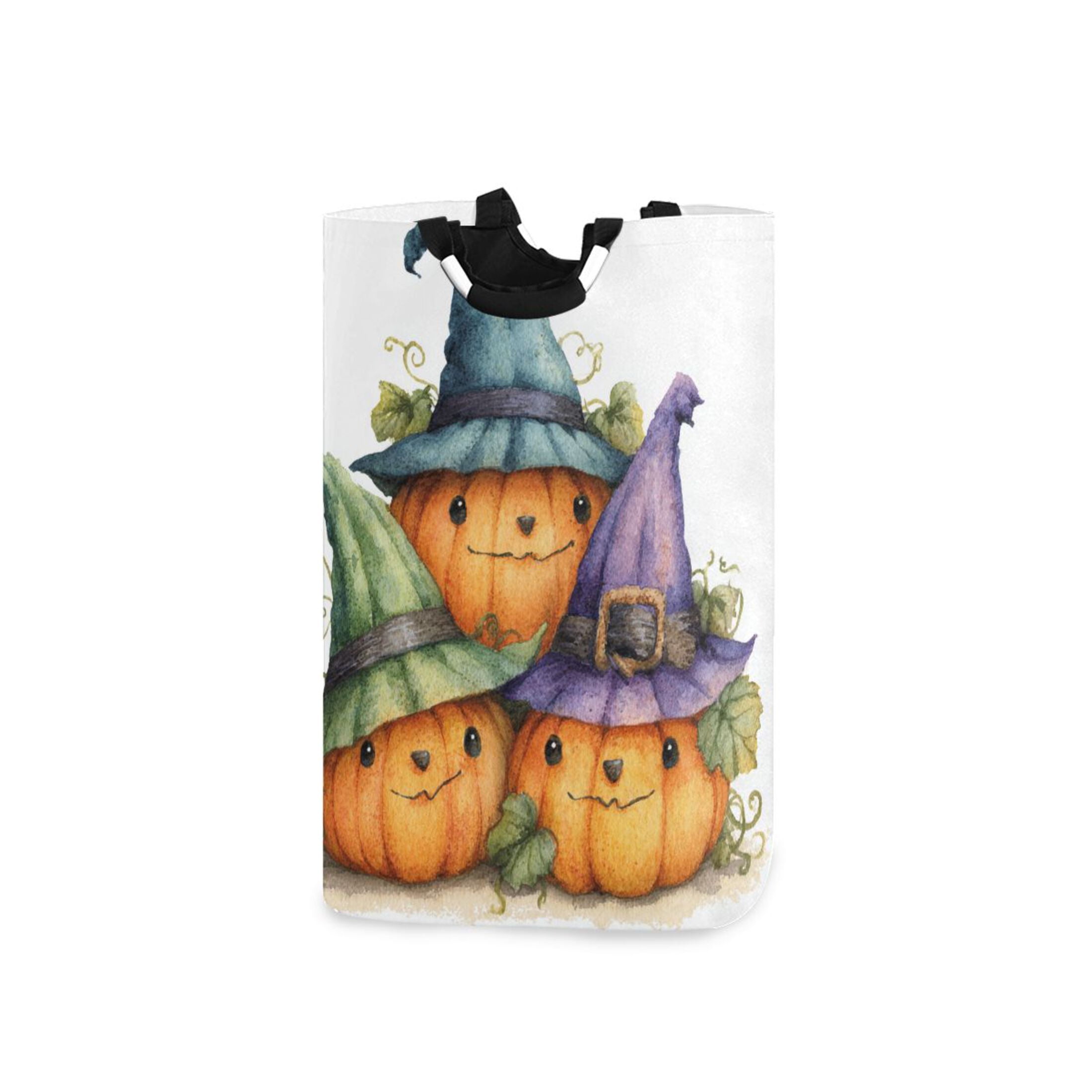 Cute Pumpkins Wear Colorful Witch Hat Halloween Laundry Basket with ...