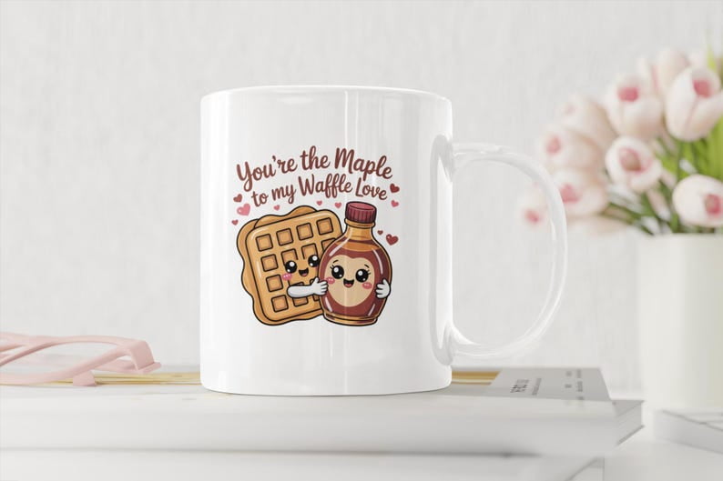 Cute Pun Mug Waffle Pun Mug Maple Waffle Mug KawaI1I Breakfast Mug ...