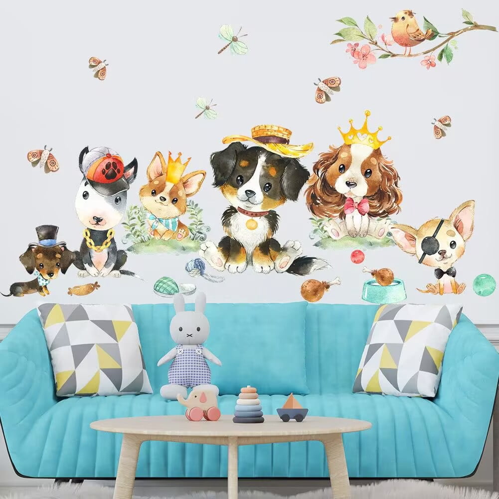 Cute Puppies Wall Stickers, sacinora Cartoon Dog DIY Wall Decals Border ...