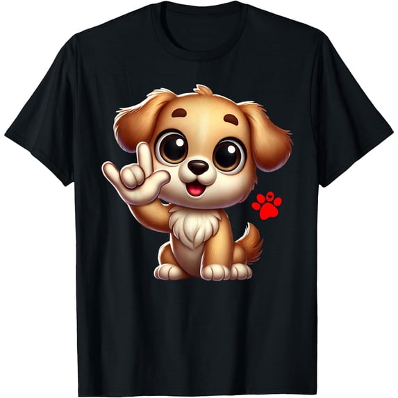 Cute Puppy ASL Love You Sign Language T-Shirt for Dog Lovers - Walmart.com