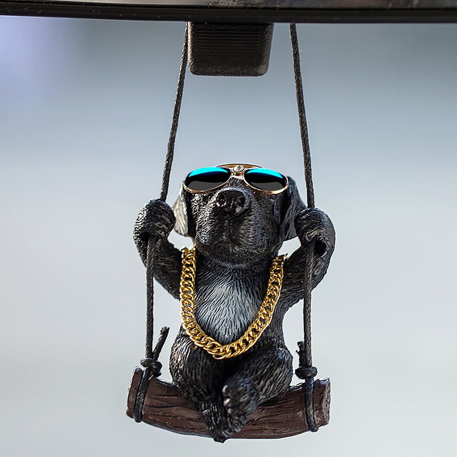 Cute Puppy Car Rearview Mirror Pendant, Resin Dog Ornament with Wagging ...