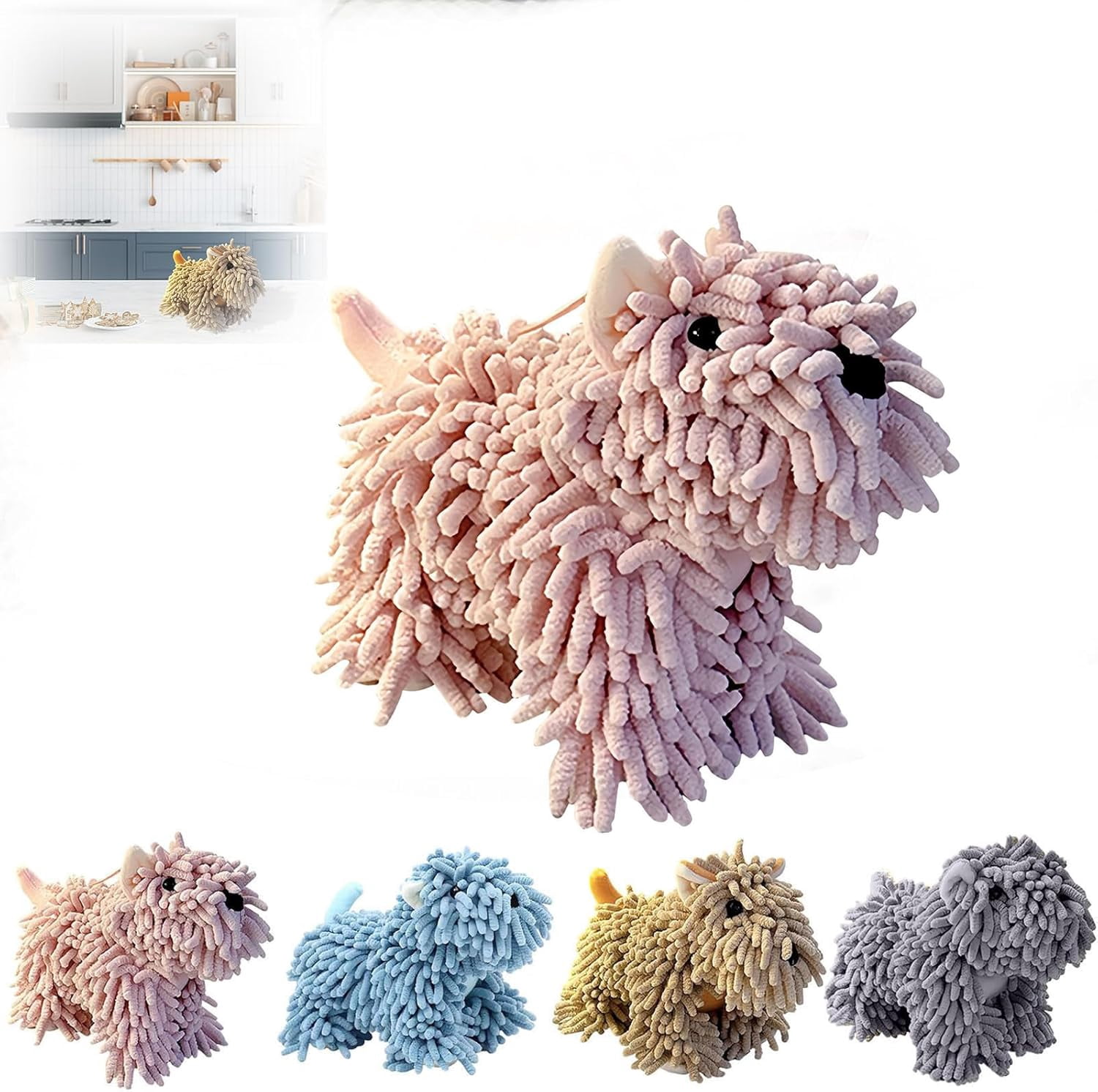 Cute Puppy Chenille Hand Towel, Cute Cartoon Dog Plush Fuzzy Ball Hand ...