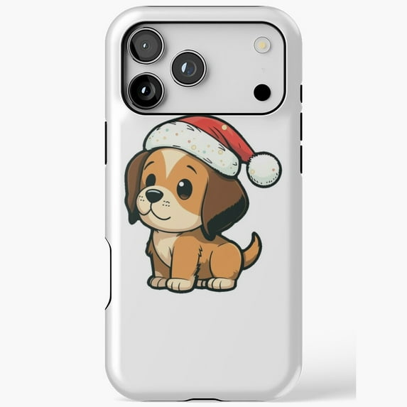 Cute Puppy Christmas Grandpa Hat Protective Case for iPhone 11 12 13 14 ...