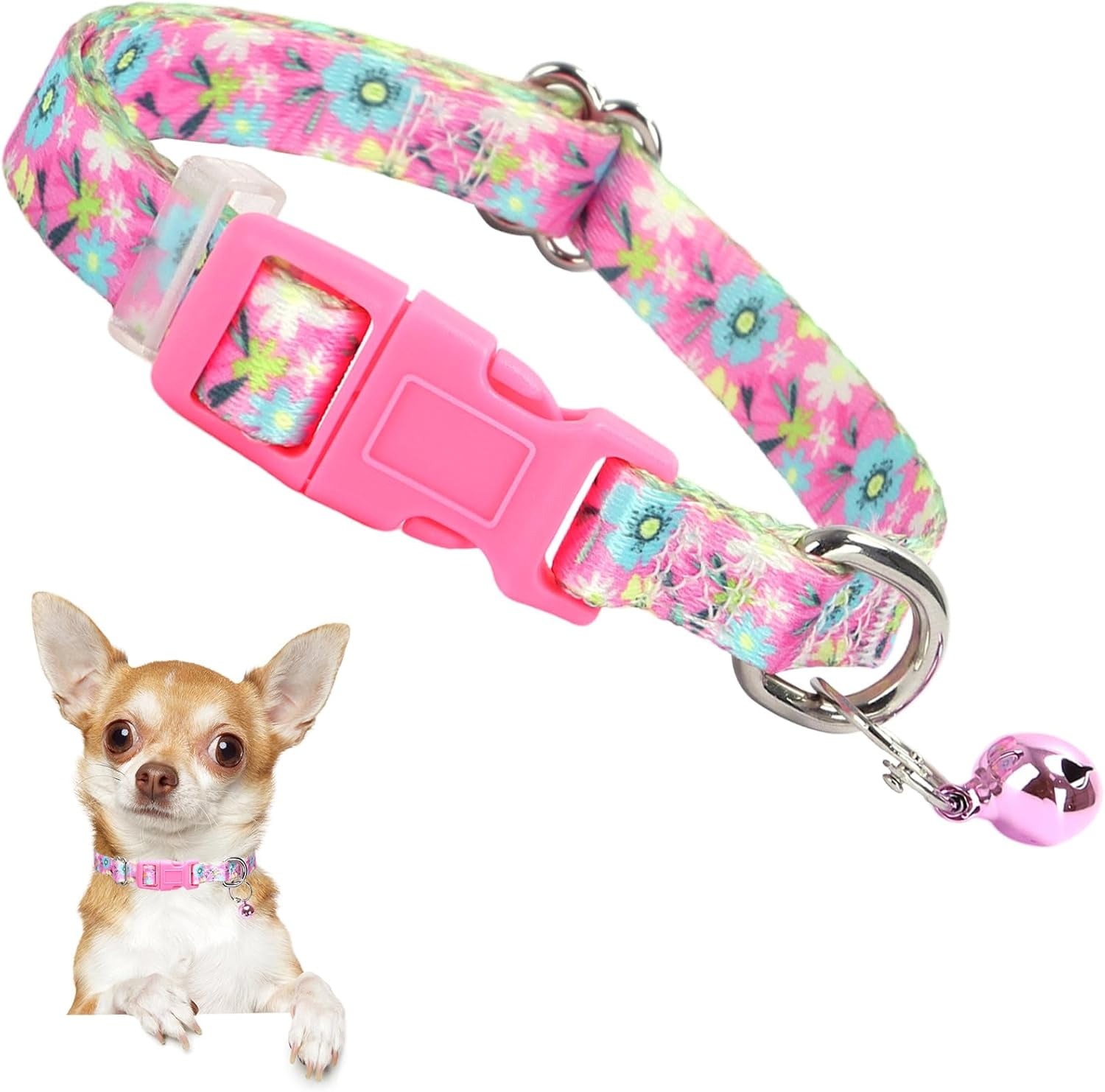 Cute Puppy Collar with Bell-Nylon Dog Collar for Small Breeds ...