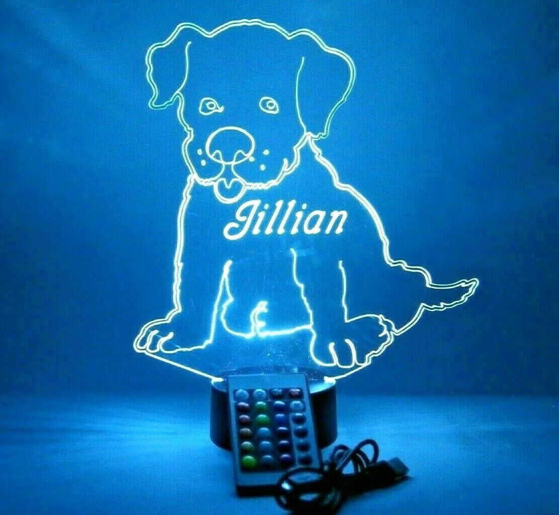 Cute Puppy Dog Light Up Lamp LED Personalized Desk Light Engraved ...