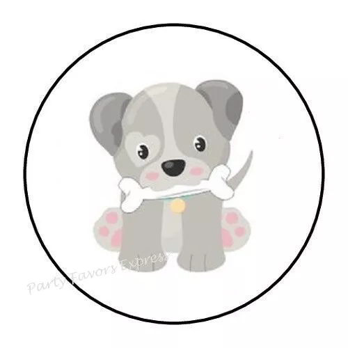 Cute Puppy Dog With Bone Sticker Favors Envelope Seals Labels Stickers ...