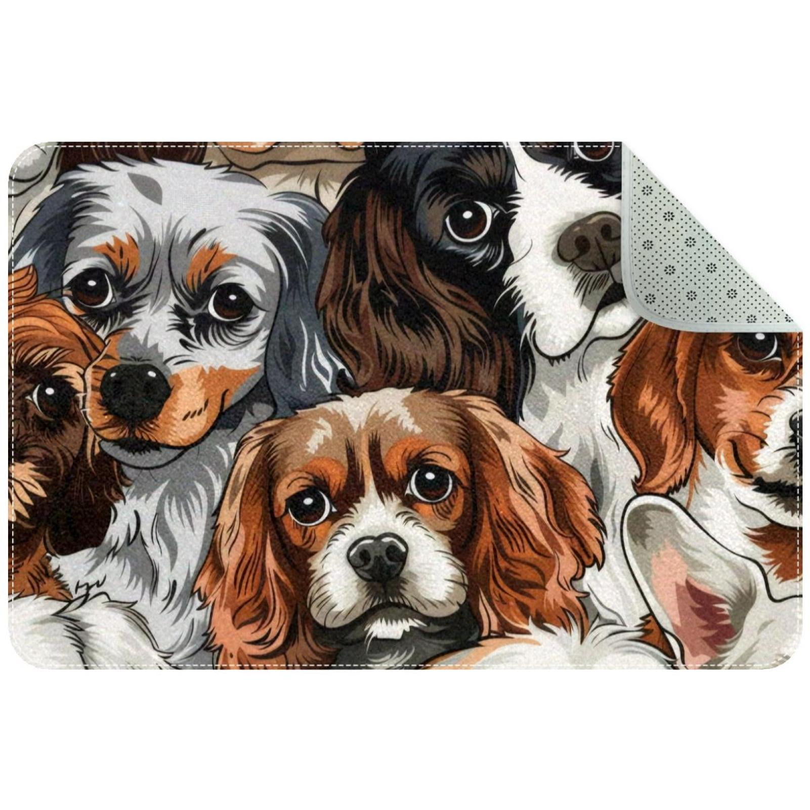 Cute Puppy Dogs Seamless Pattern Small Area Rug, Non-Slip Door Mat ...