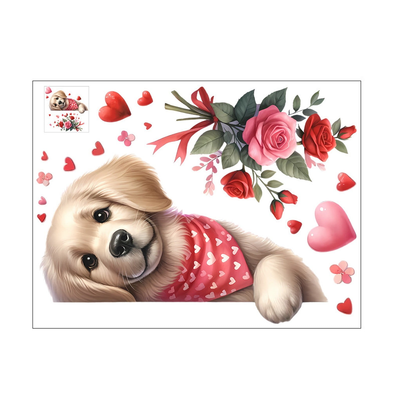 Cute Puppy Flower Toilet Sticker - Valentine's Day Balcony & Bathroom ...