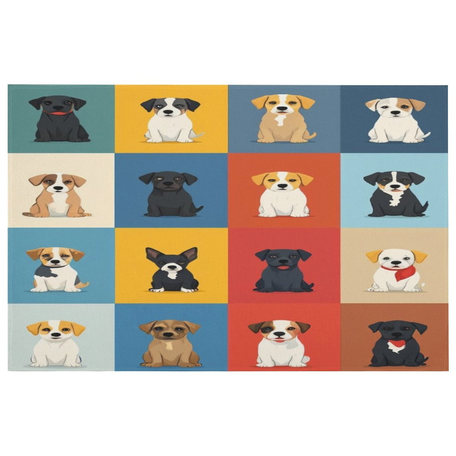 Cute Puppy Grid Adult Home Decor Bedroom Living Room Crystal Velvet ...