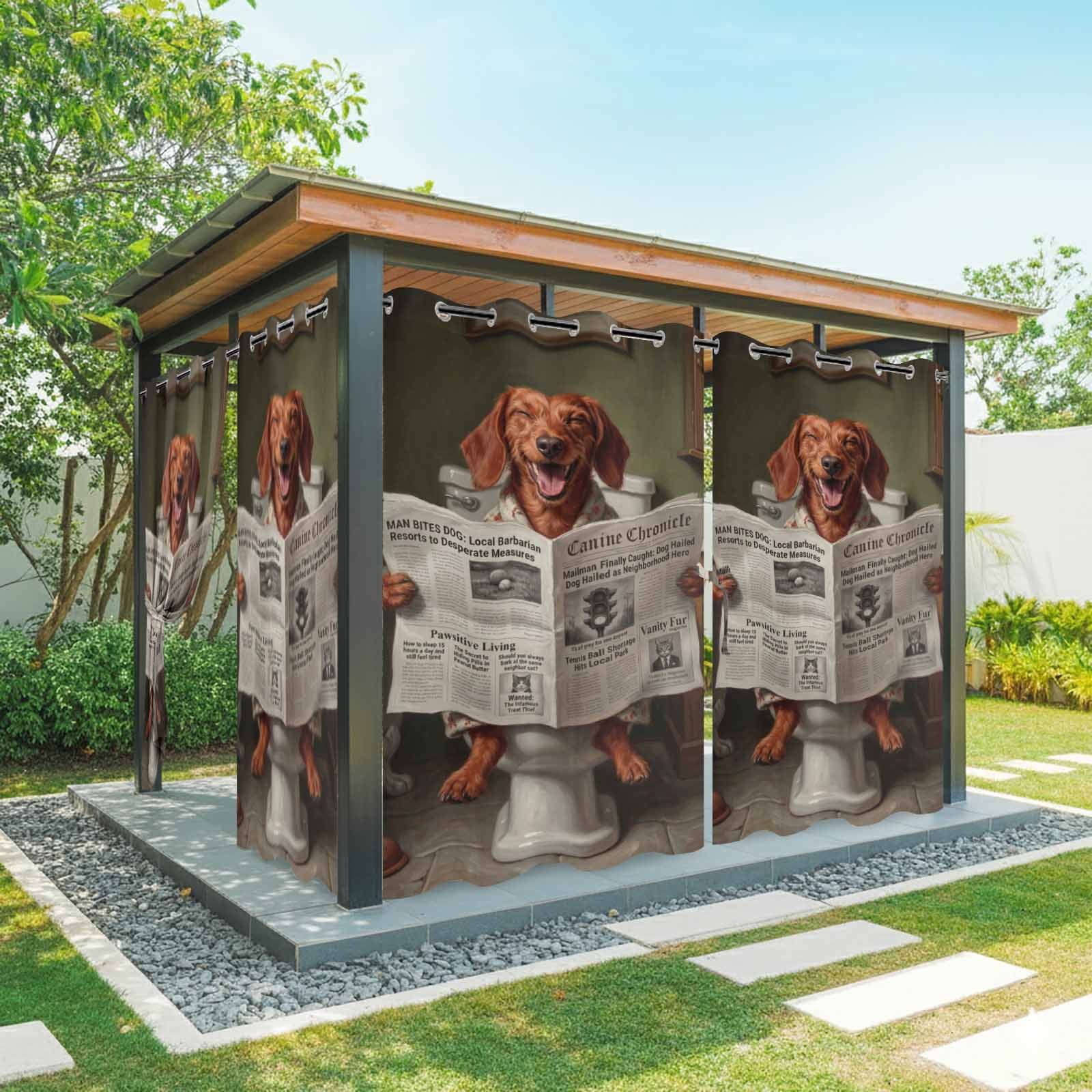 Cute Puppy Outdoor Curtains for Patio Waterproof, Grommet Outdoor ...