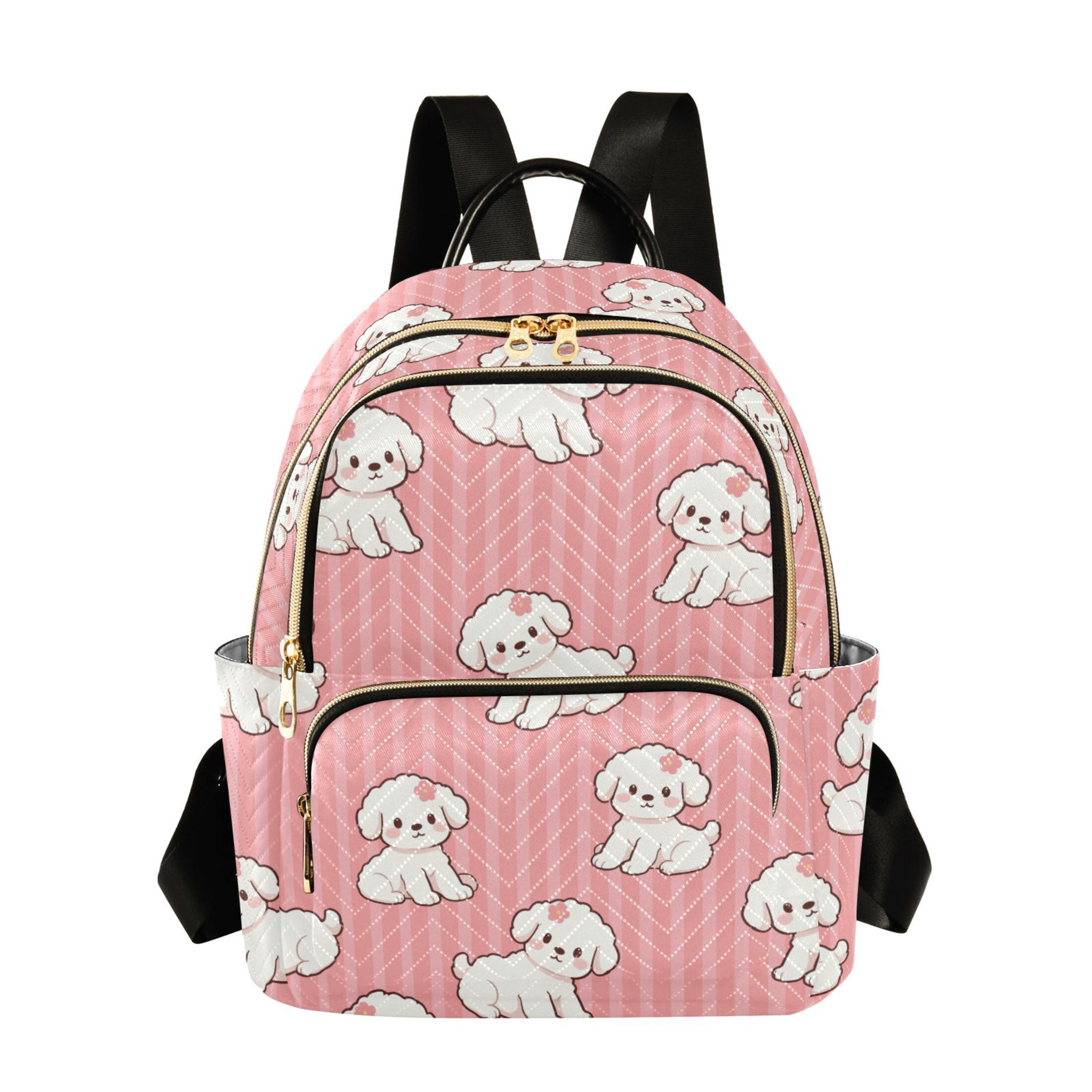 Cute Puppy Pattern Fashion Backpack Quilted Lightweight Women Travel ...