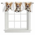 Cute Puppy Tie Up Valance for Windows, Funny Cartoon Watercolor Brown ...