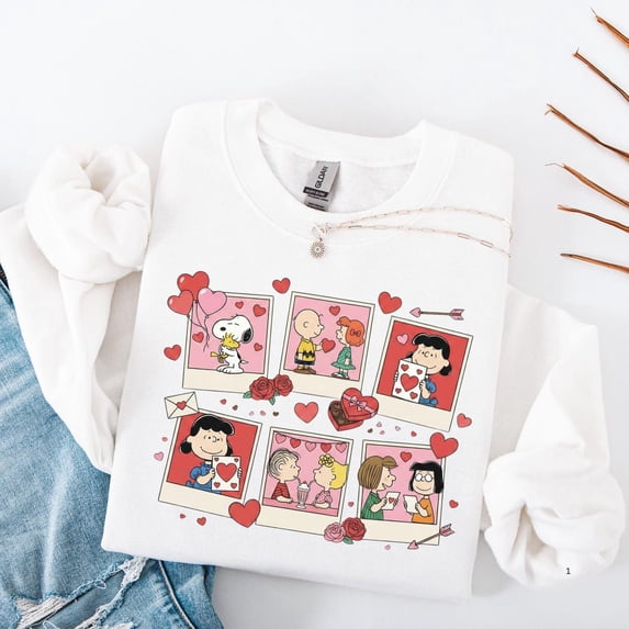 Cute Puppy and Friends Valentine Sweatshirt – Heart Balloon Cartoon ...