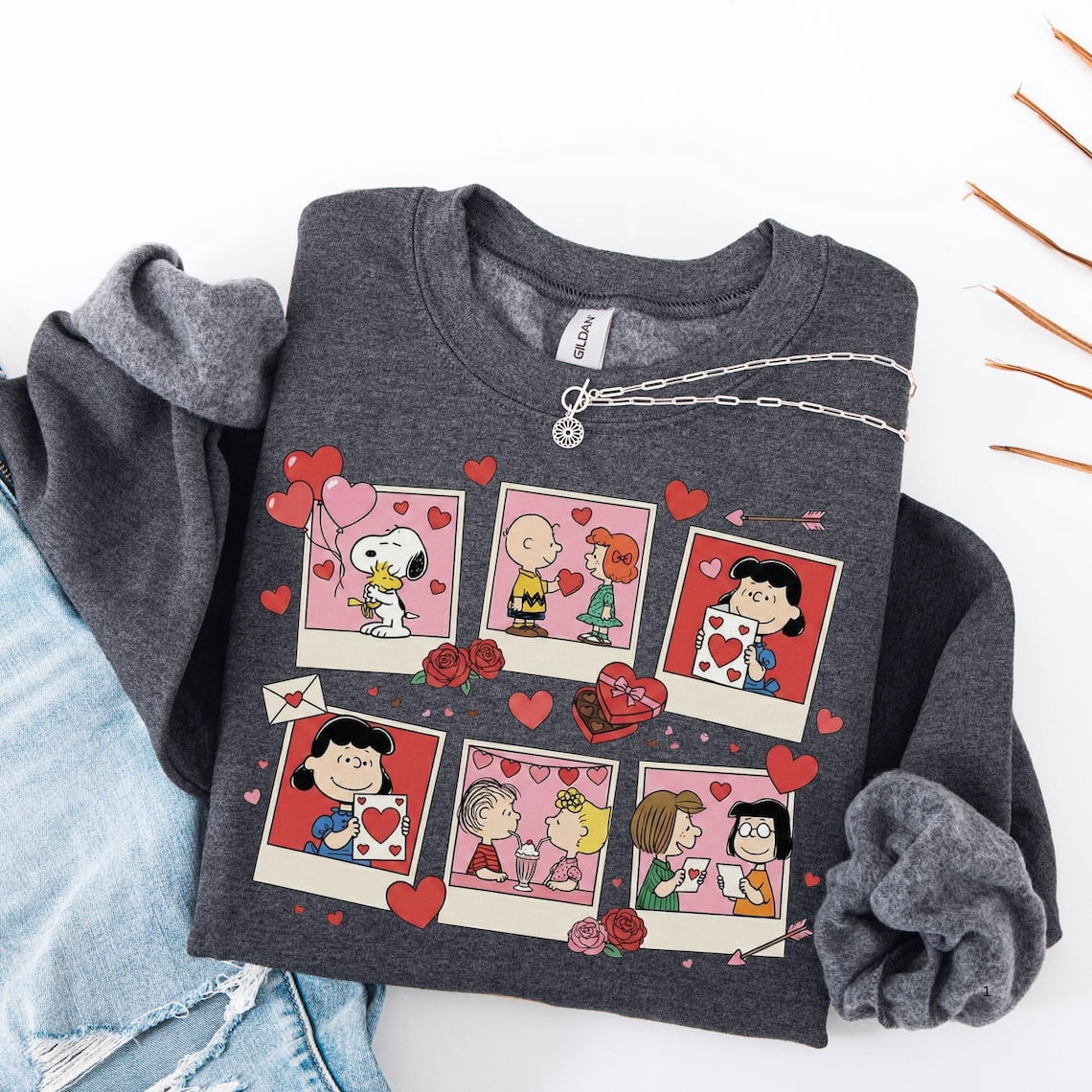 Cute Puppy and Friends Valentine Sweatshirt – Heart Balloon Cartoon ...