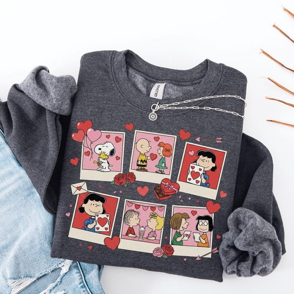 Cute Puppy and Friends Valentine Sweatshirt – Heart Balloon Cartoon ...