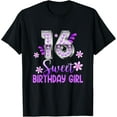 Cute Purple Black Sweet 16 Style Girl 16th Birthday Sixteen T-Shirtmen ...