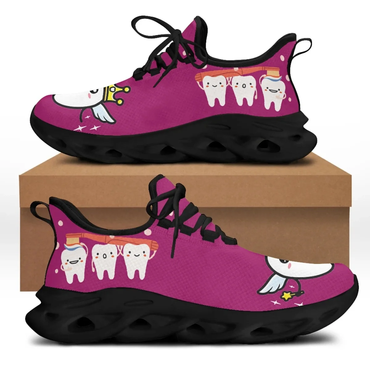 Cute Purple Dentist Nurse Ladies Work Shoes Flats Outsole Athletic ...