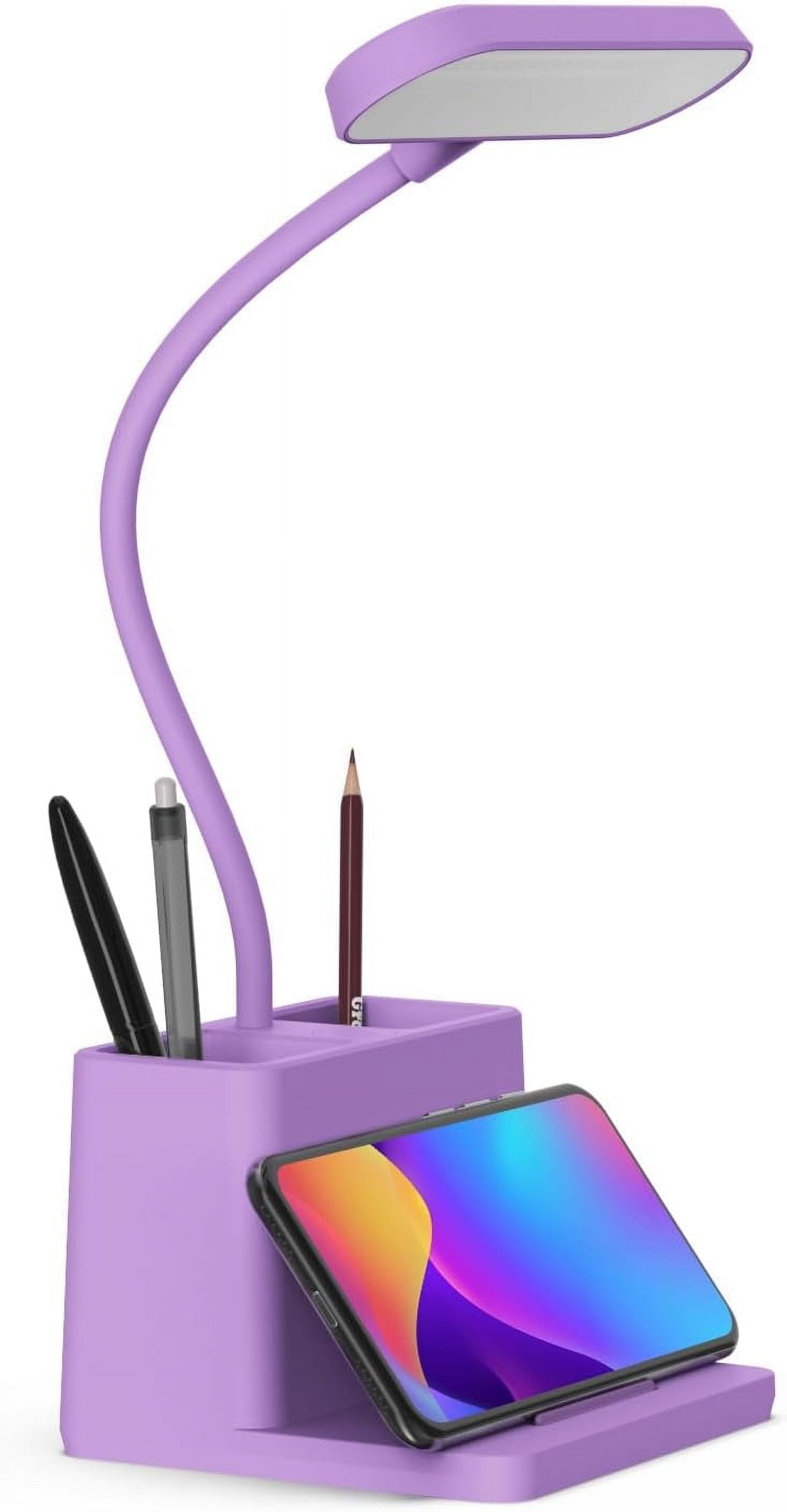 Cute Purple Desk Lamp, Rechargeable Study Table Light for Home Office ...