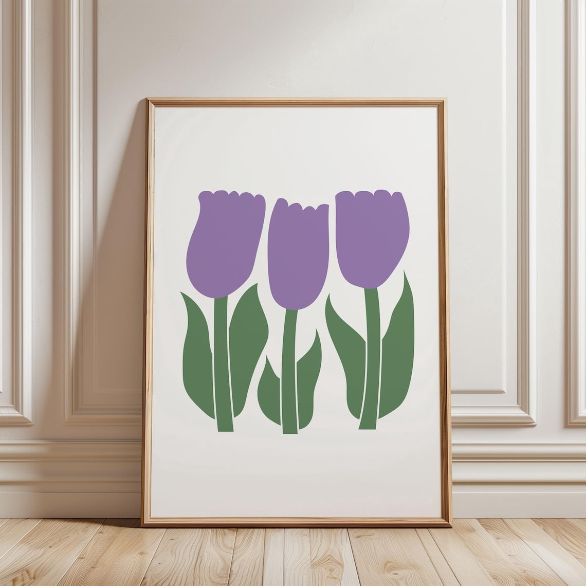 Cute Purple Green Flower Nursery Wall Art Poster, Drawn Botanical ...