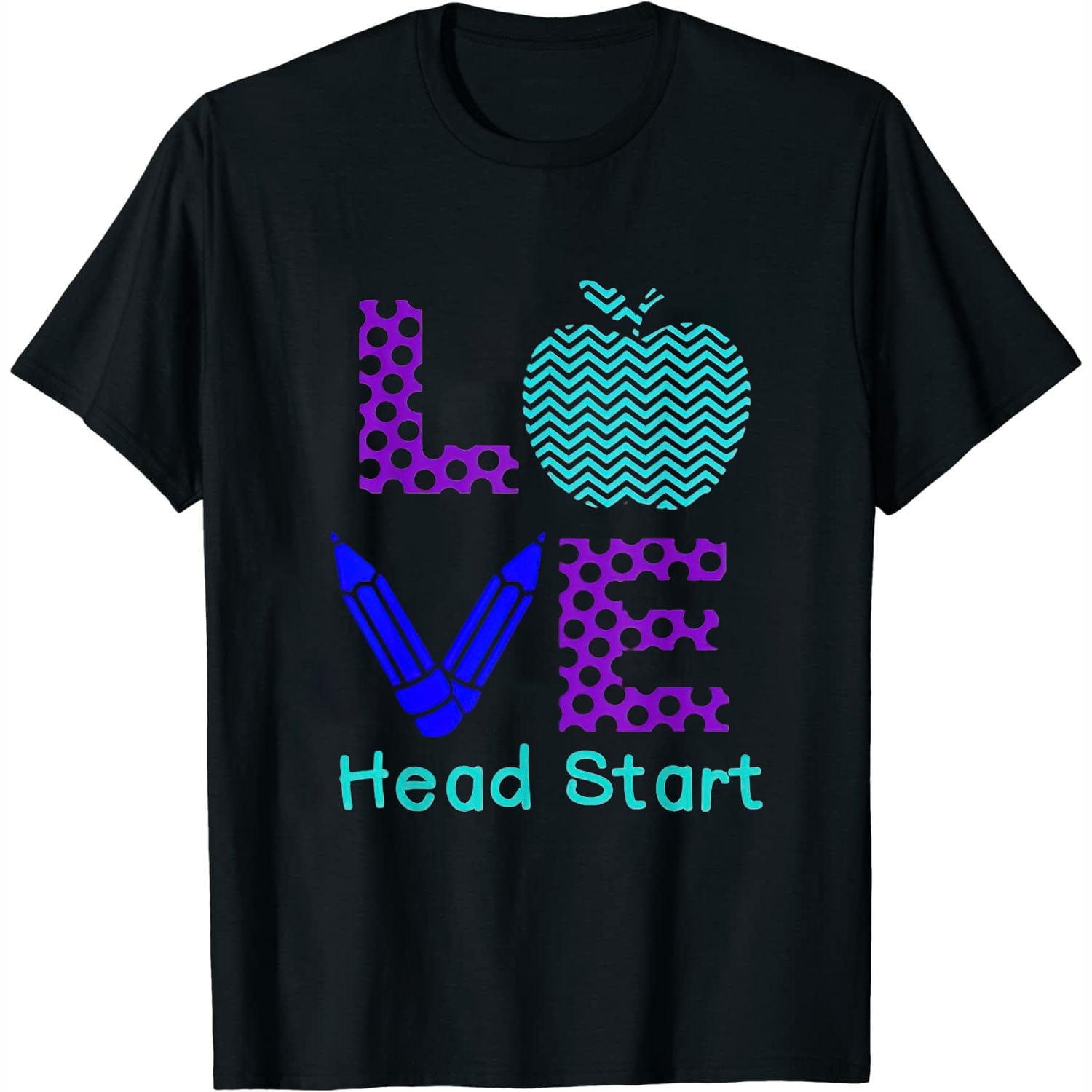 Cute Purple Love Head Start Womens T-Shirt Black Small - Walmart.com