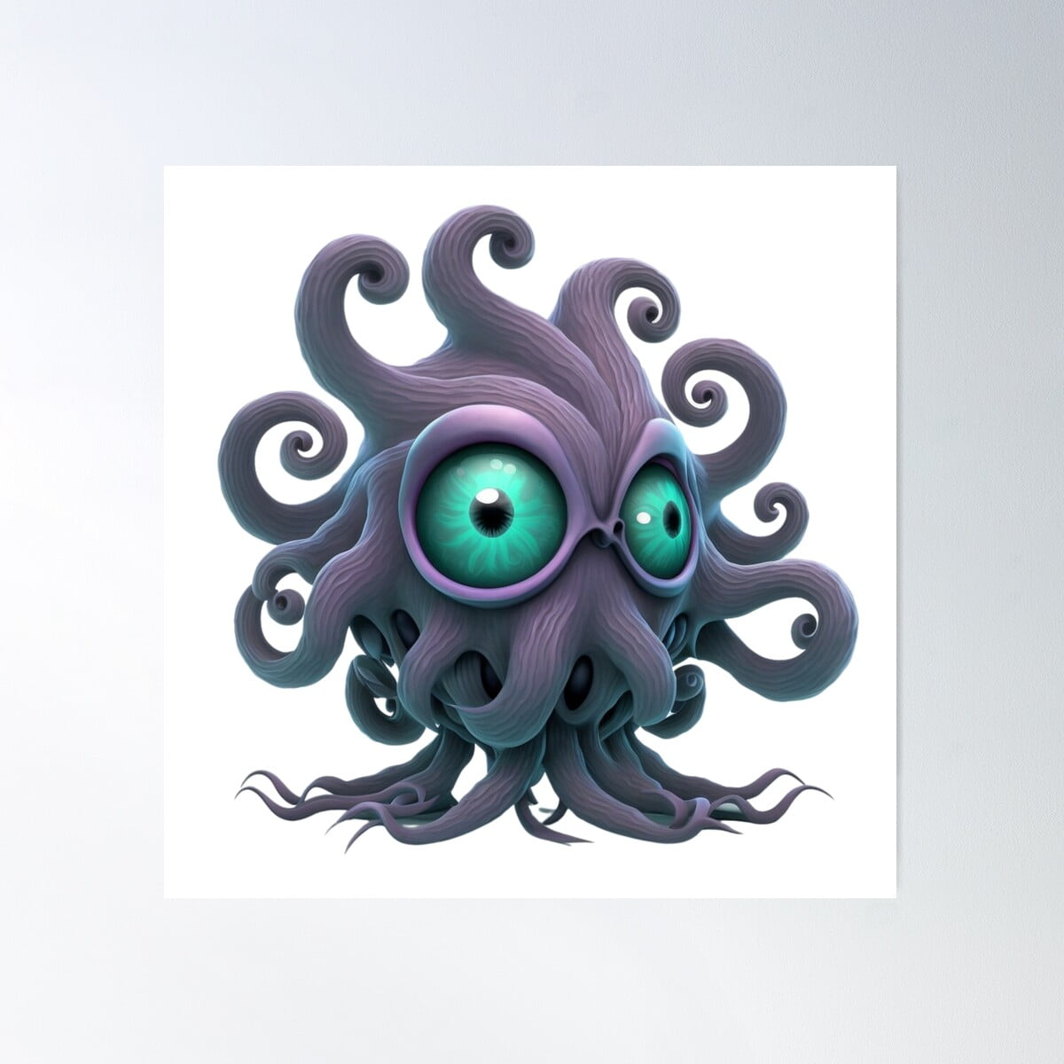 Cute Purple Octopus Art - Cute Ocean Animal Design Poster Wall Art ...