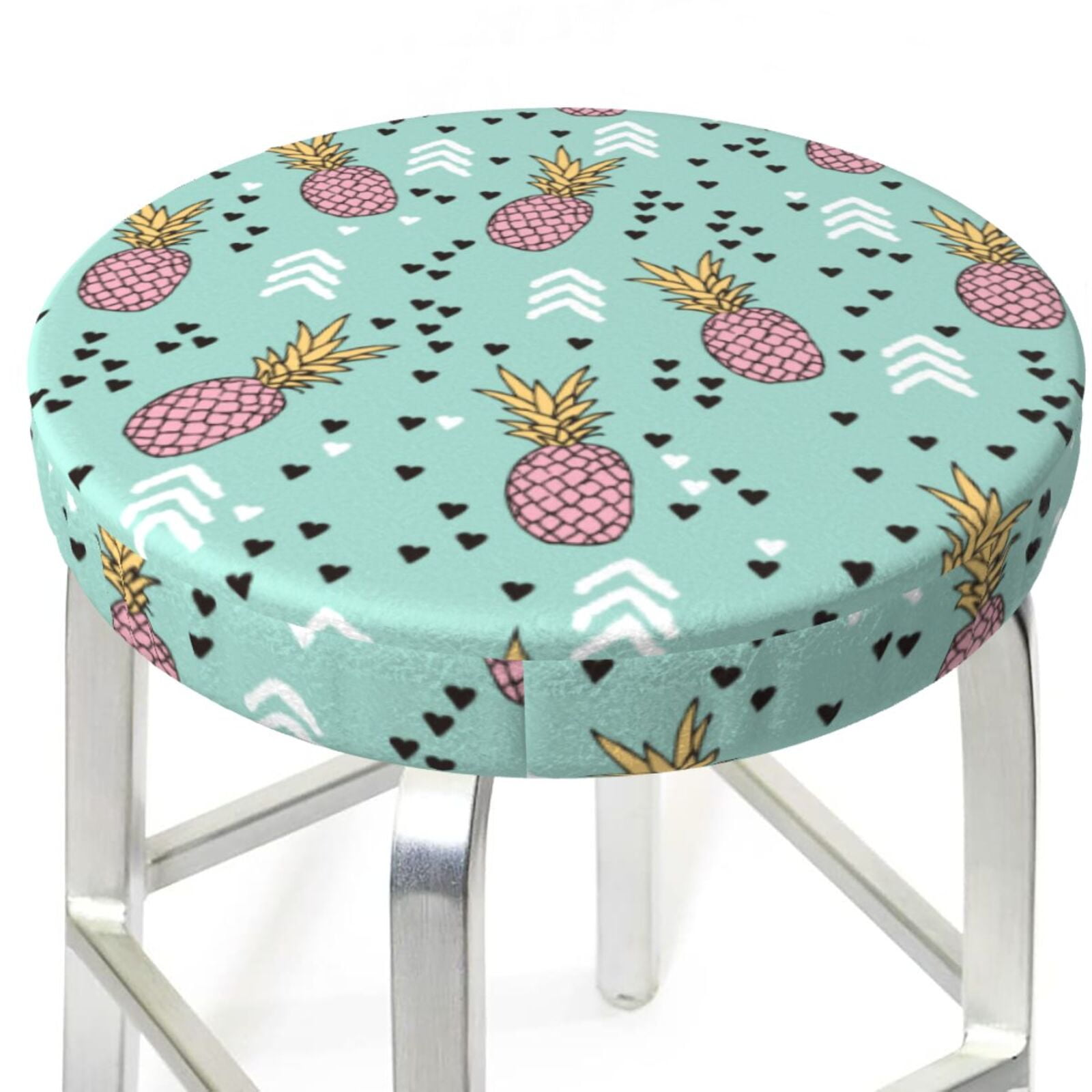 Cute Purple Pineapple Love Bar Stool Covers Round - Washable Round Seat ...