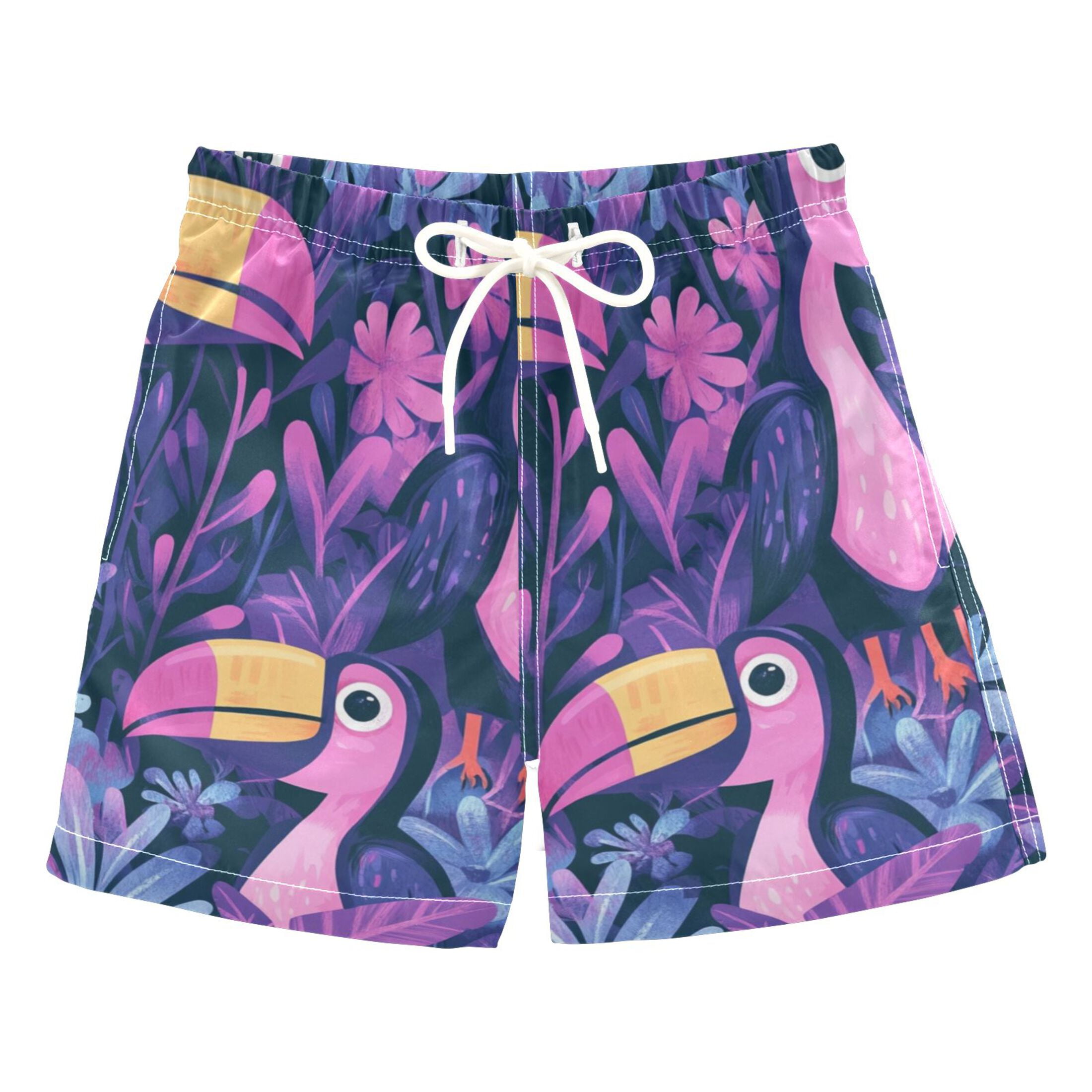Cute Purple Toucans Boys Swim Trunks Quick Dry Boy Swim Shorts for 3-14 ...