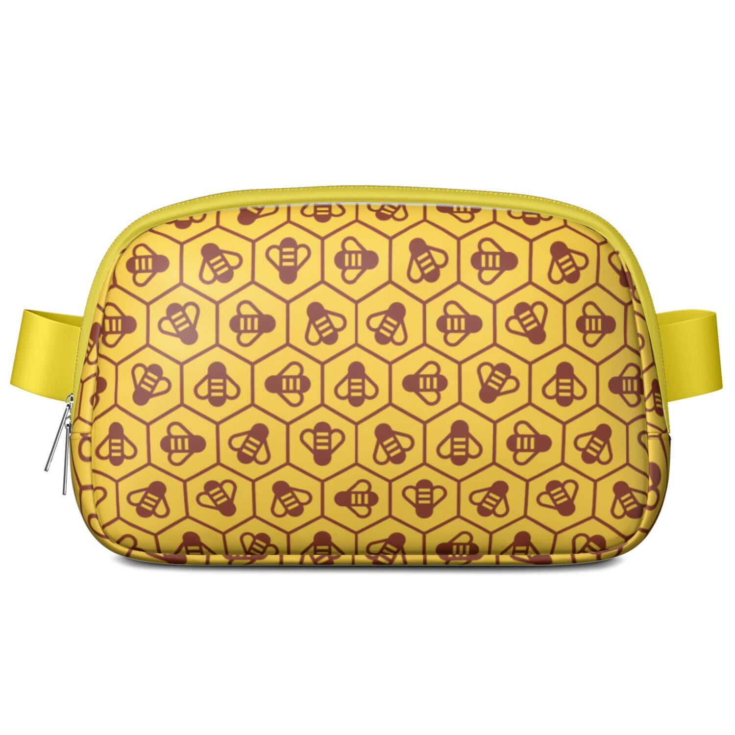 Cute Queen Bee Print Belt Bag – Artistic Hive and Honey Waist Pack for ...