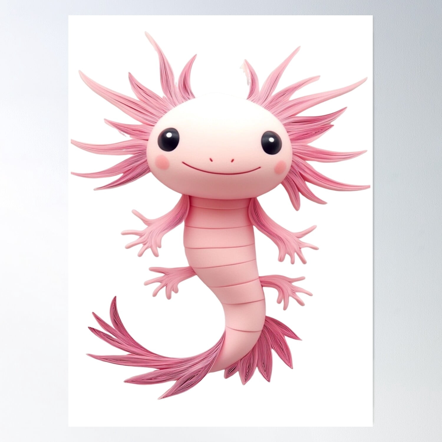 Cute Quilled Paper Axototl Poster Wall Art, Modern Wall Decor, 8x12 ...