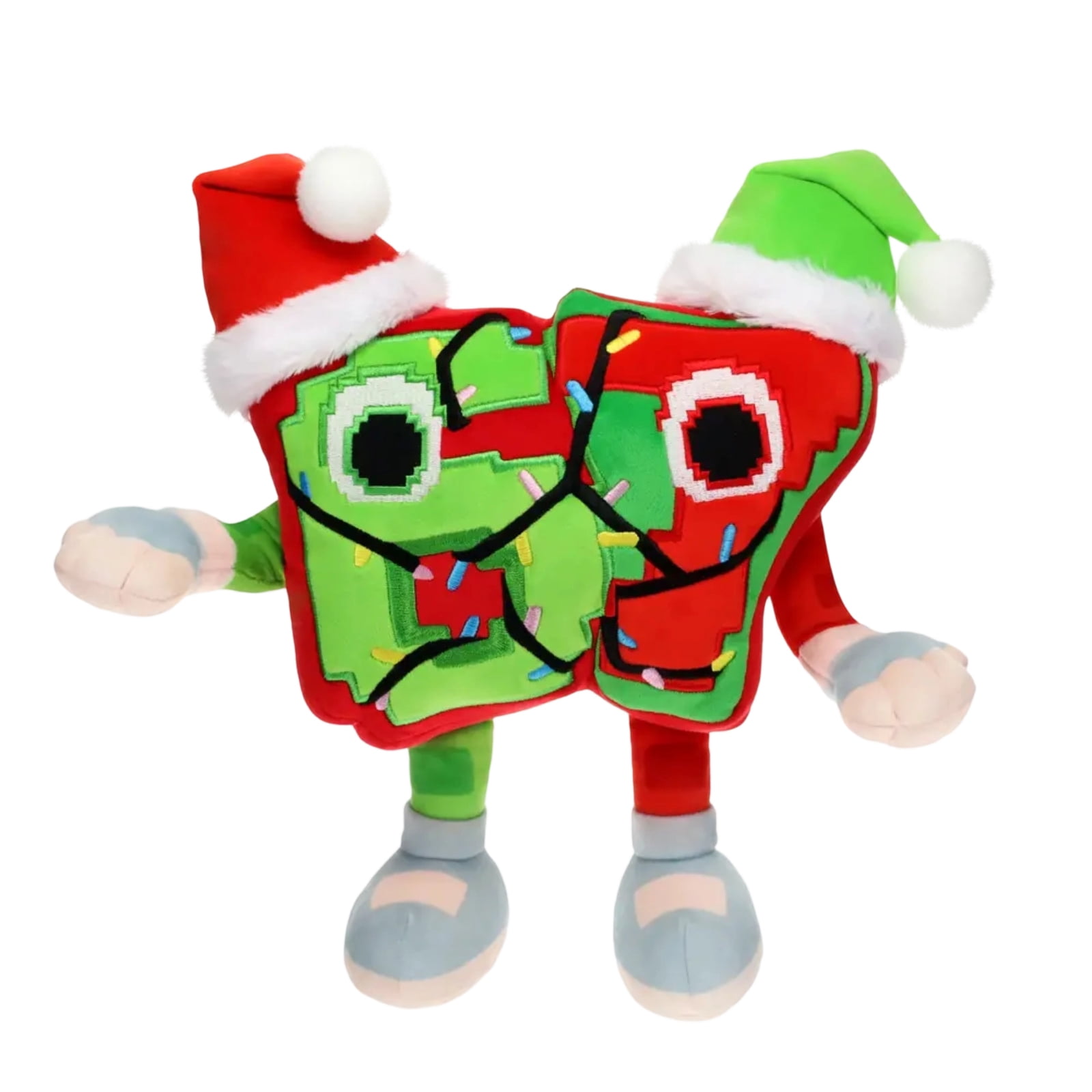 Cute Quirky Holiday Stuffed Toy – Two-Tone Red & Green Plush with Santa ...